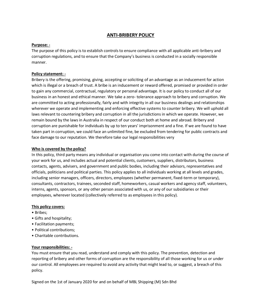 About - MBL SHIPPING (M) SDN. BHD.